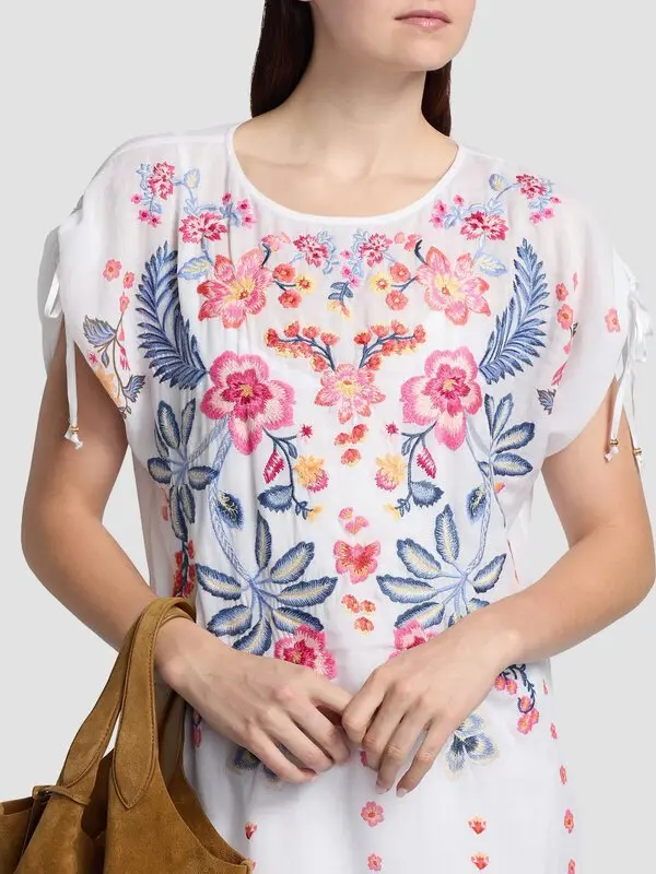 Johnny Was Floral-embroidered Shift Minidress