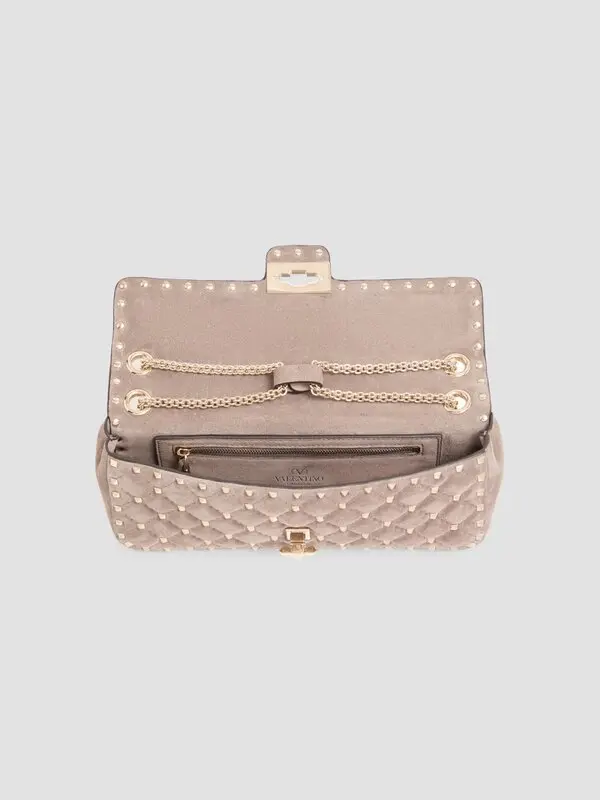 Valentino Garavani Rockstud Spike Suede Medium Shoulder Bag
