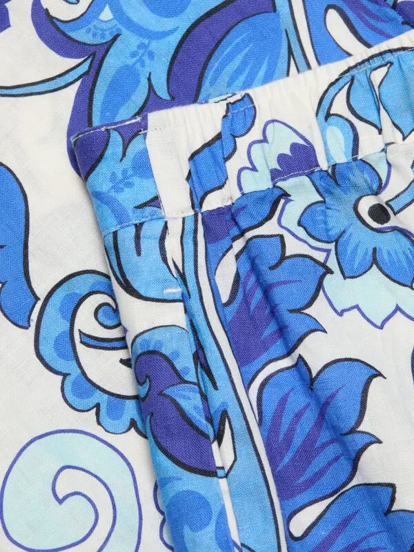 Johnny Was Botanical Linen Crop Wide-leg Pants