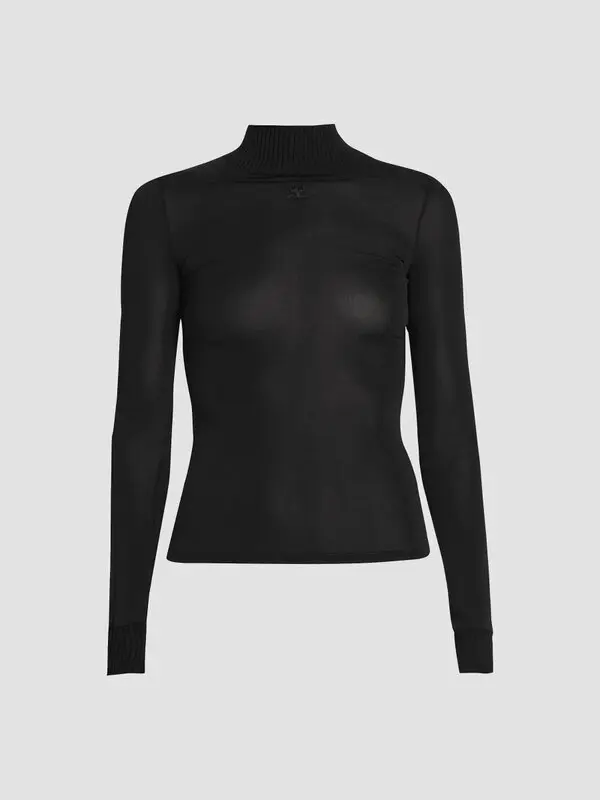 COURREGES Reedition 2nd Skin Sheer Turtleneck Top
