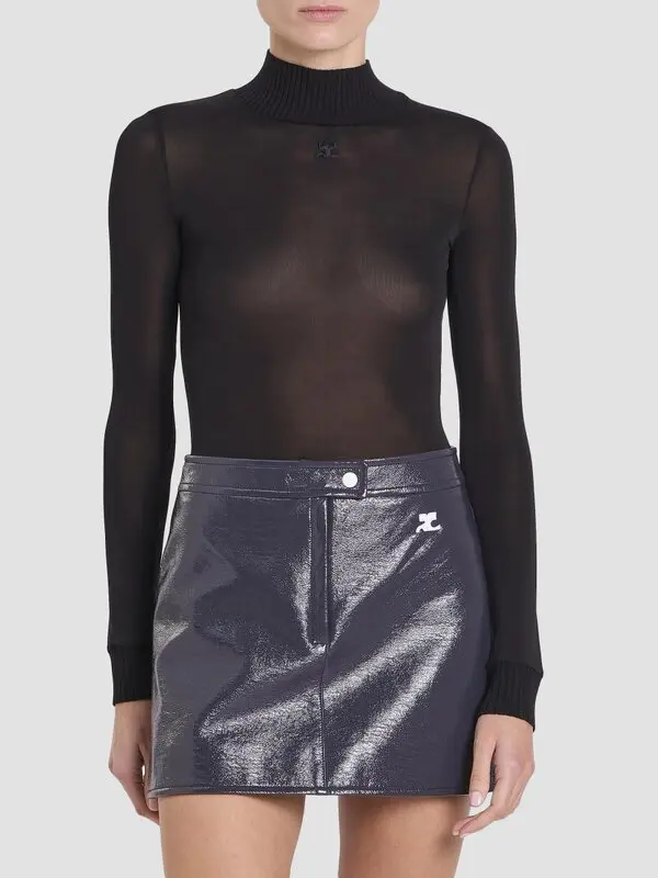 COURREGES Reedition 2nd Skin Sheer Turtleneck Top