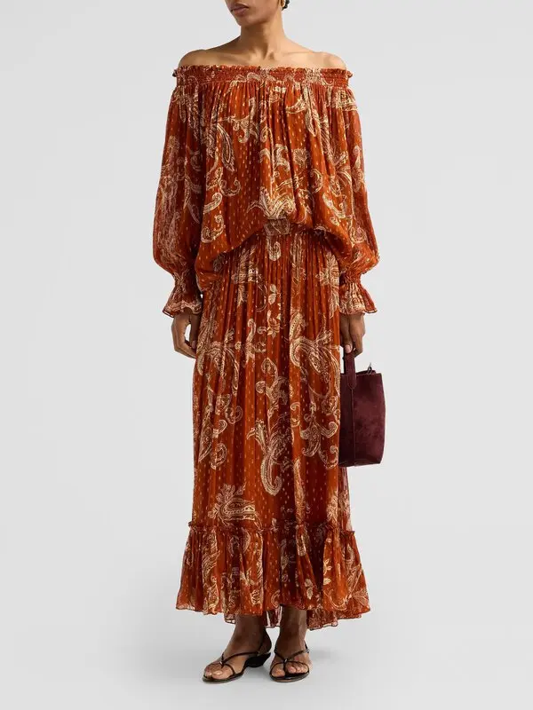 Hemant & Nandita Printed High-low Maxi Skirt