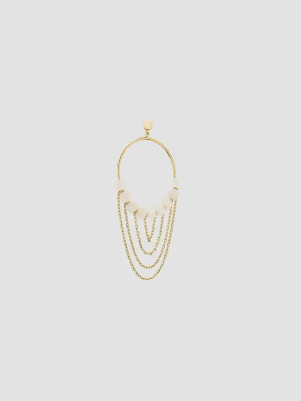 Ramy Brook Silvia Goldtone & Rose Quartz Beaded Hoop Earrings