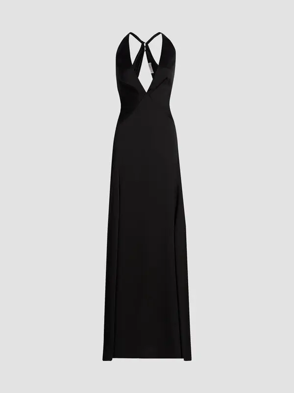 Ramy Brook Belle Plunging V-neck Satin Gown