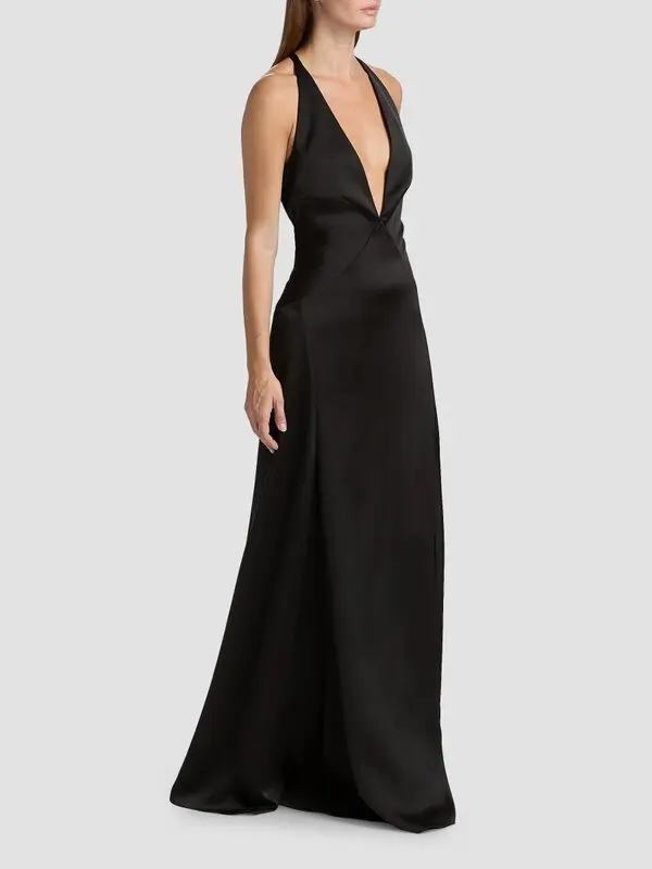 Ramy Brook Belle Plunging V-neck Satin Gown