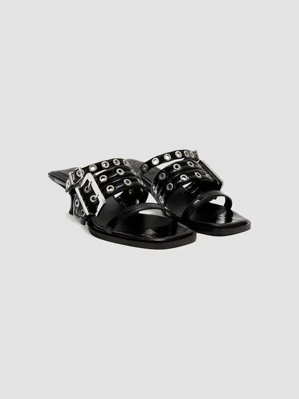 GANNI 50mm Buckle-strap Faux-leather Mules