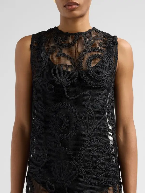 GANNI Embroidered Net Mini Dress