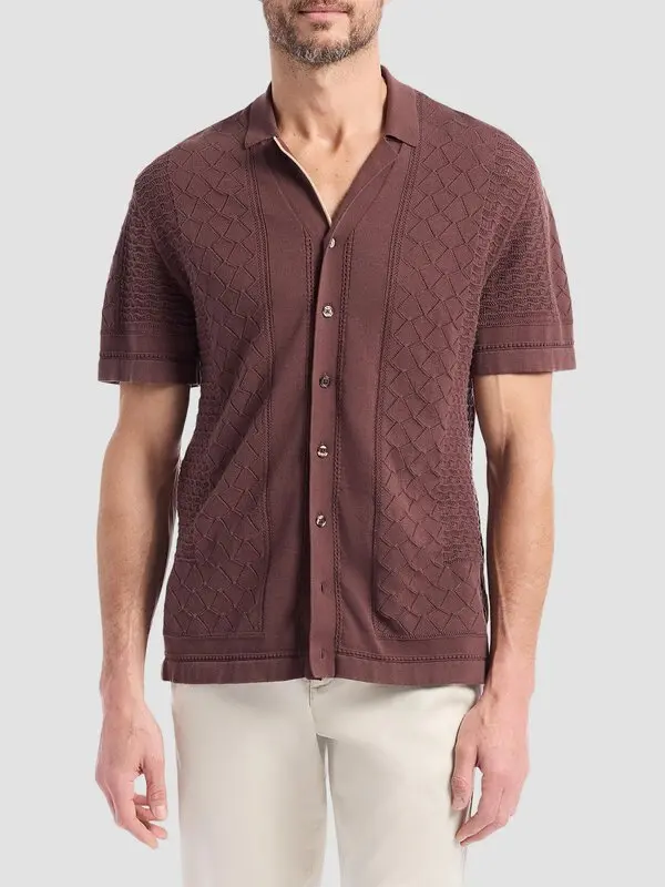 Robert Graham Delmar Geometric Cotton Button-front Sweater