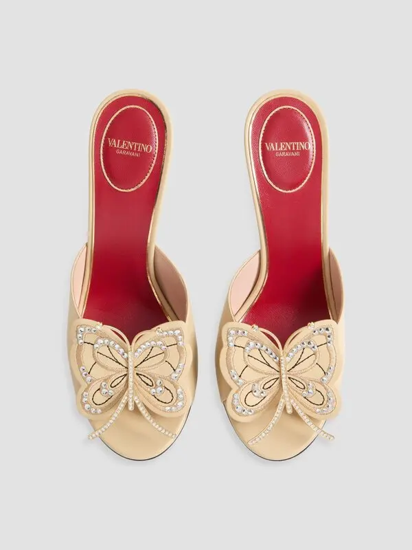 Valentino Garavani Flutterby 150mm Kidskin Slide Sandals With Butterfly Detail