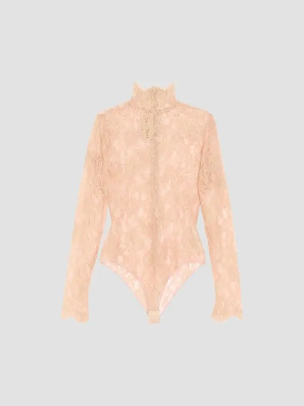 Valentino Garavani Lurex Lace Bodysuit - Beige