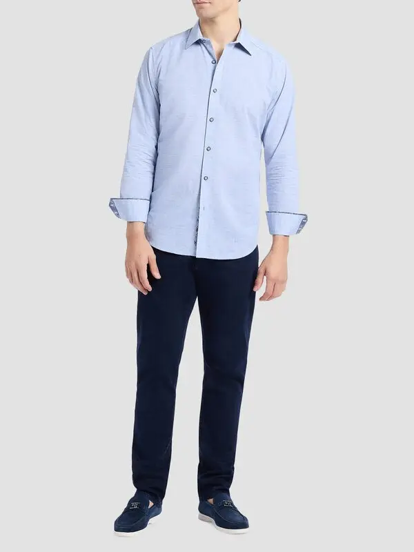 Robert Graham Avondale Woven Chambray Cotton Shirt