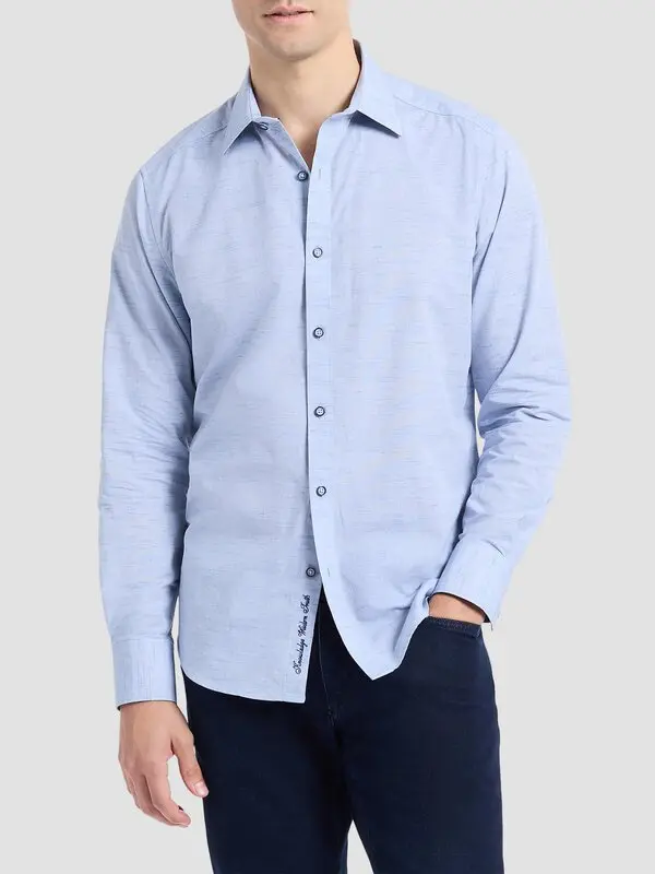 Robert Graham Avondale Woven Chambray Cotton Shirt