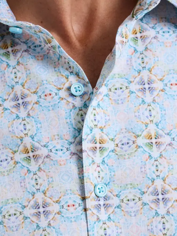 Robert Graham Runnymede Geometric Stretch-cotton Shirt