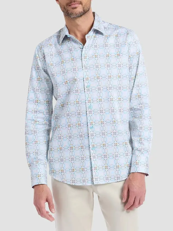 Robert Graham Runnymede Geometric Stretch-cotton Shirt