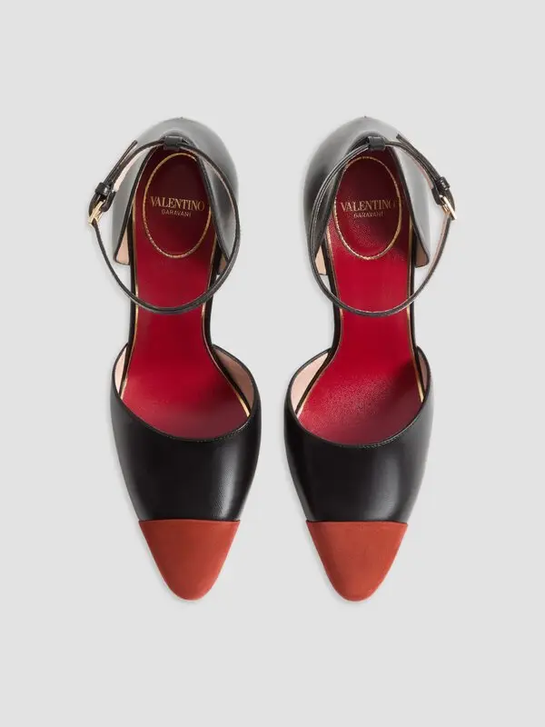 Valentino Garavani D'orsay 105mm Sinead Pumps In Goatskin And Suede - Black Rust