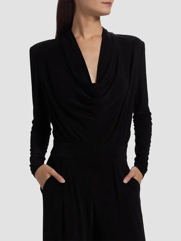 Ramy Brook Eden Cowlneck Long-sleeve Jumpsuit