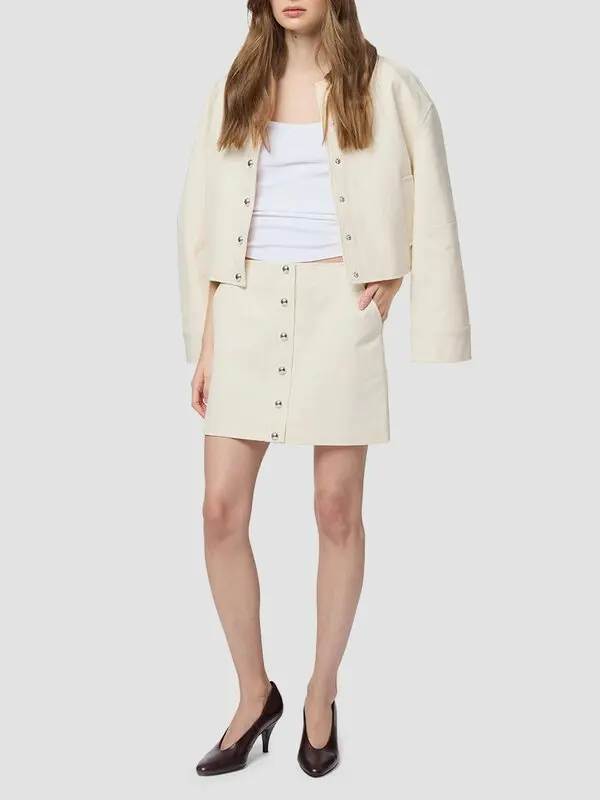 Apparis Ella Cotton Canvas A-line Miniskirt - Off White