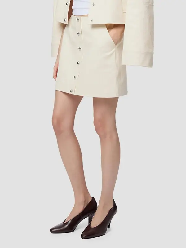 Apparis Ella Cotton Canvas A-line Miniskirt - Off White