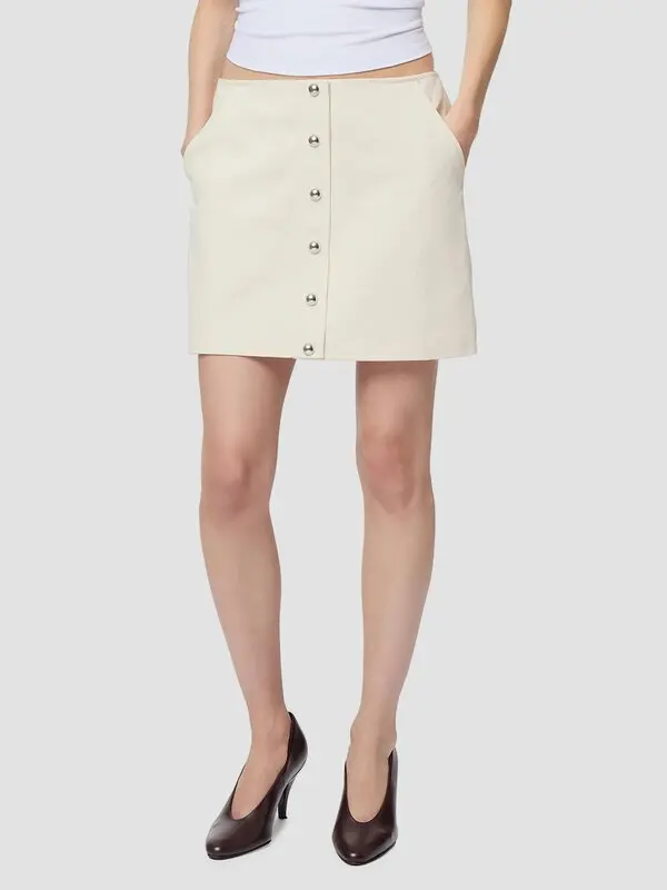 Apparis Ella Cotton Canvas A-line Miniskirt - Off White