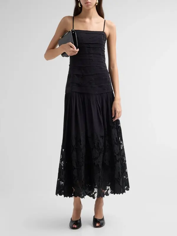 Hemant & Nandita Pleated A-line Maxi Dress