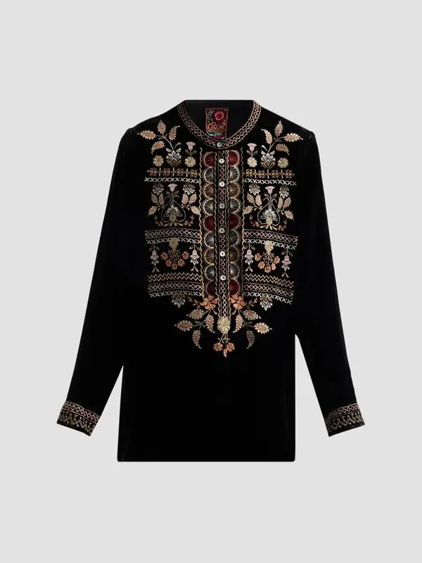 Johnny Was Anya Velvet Henley Tunic