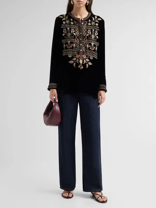 Johnny Was Anya Velvet Henley Tunic