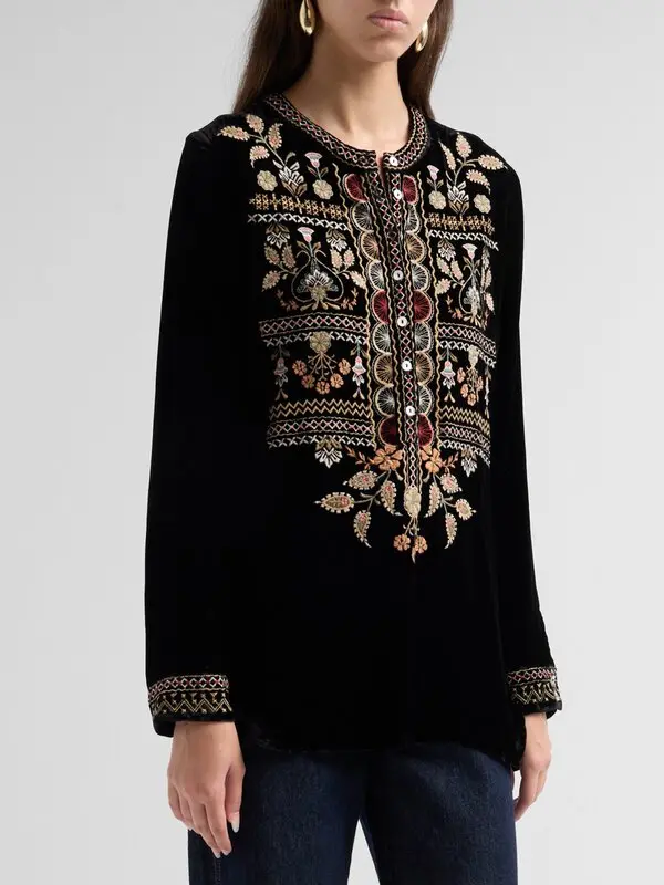 Johnny Was Anya Velvet Henley Tunic