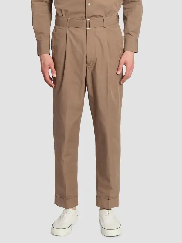 Officine Générale Hugo Cotton Poplin Pleated Trousers - Ginger Bread