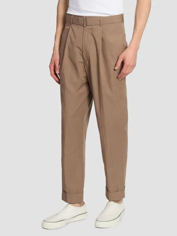 Officine Générale Hugo Cotton Poplin Pleated Trousers - Ginger Bread