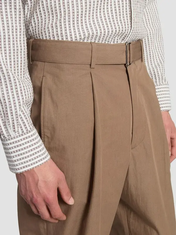 Officine Générale Hugo Cotton Poplin Pleated Trousers - Ginger Bread