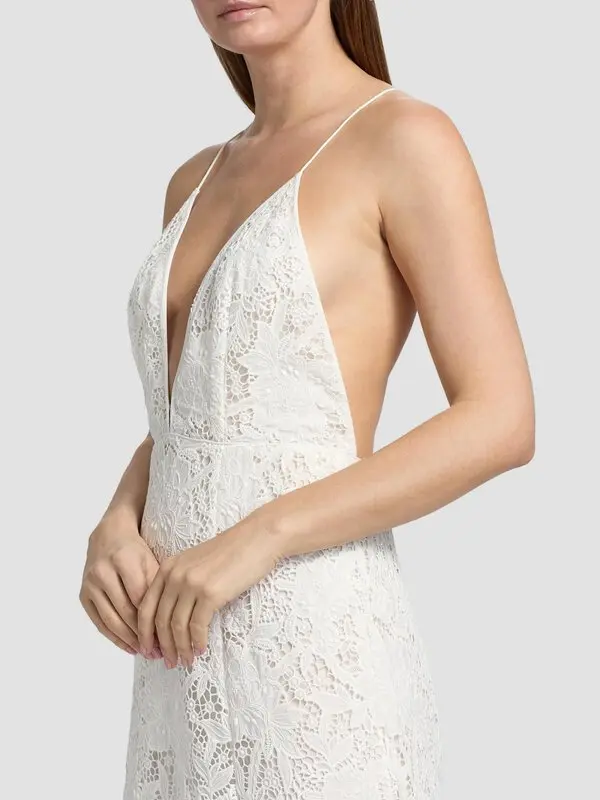 Ronny Kobo Kim Embroidered Plunging V-neck Maxi Dress
