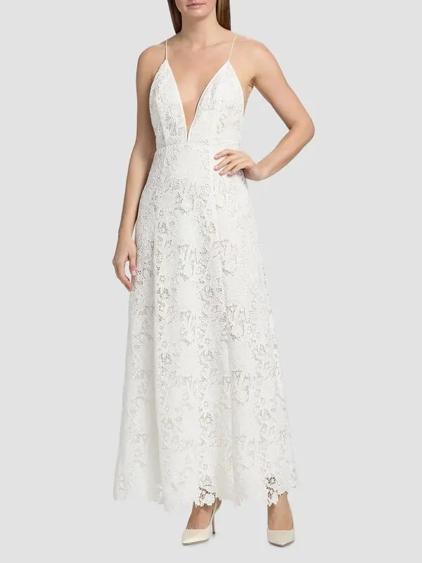 Ronny Kobo Kim Embroidered Plunging V-neck Maxi Dress