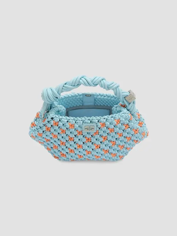 GANNI Bou Mini Braided Top Handle Bag - Blue