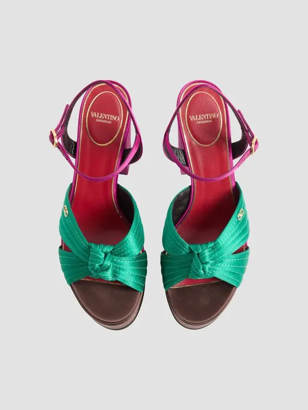Valentino Garavani 125mm Sandals With Crasher Platform In Satin - Multicolored