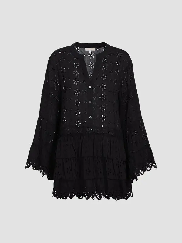 Ramy Brook Roxanne Eyelet Cotton Minidress - Black