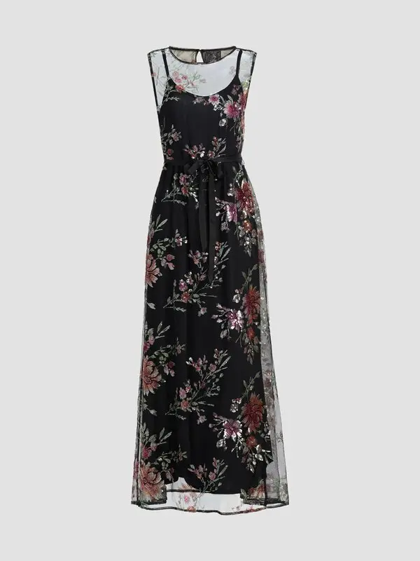 Johnny Was Siza Floral Mesh Maxi Dress