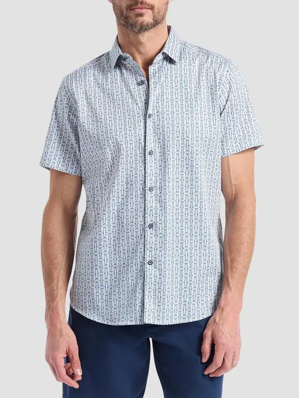 Robert Graham Napier Printed Short-sleeve Stretch-cotton Shirt