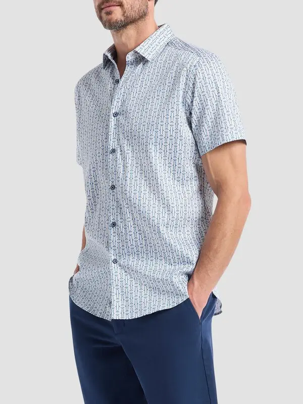 Robert Graham Napier Printed Short-sleeve Stretch-cotton Shirt