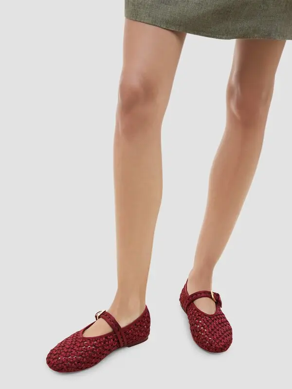 NAGHEDI Sydney Satin Mary Jane Flats - Garnet