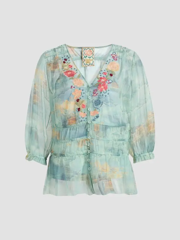 Johnny Was Mazzy Ruched Blouse