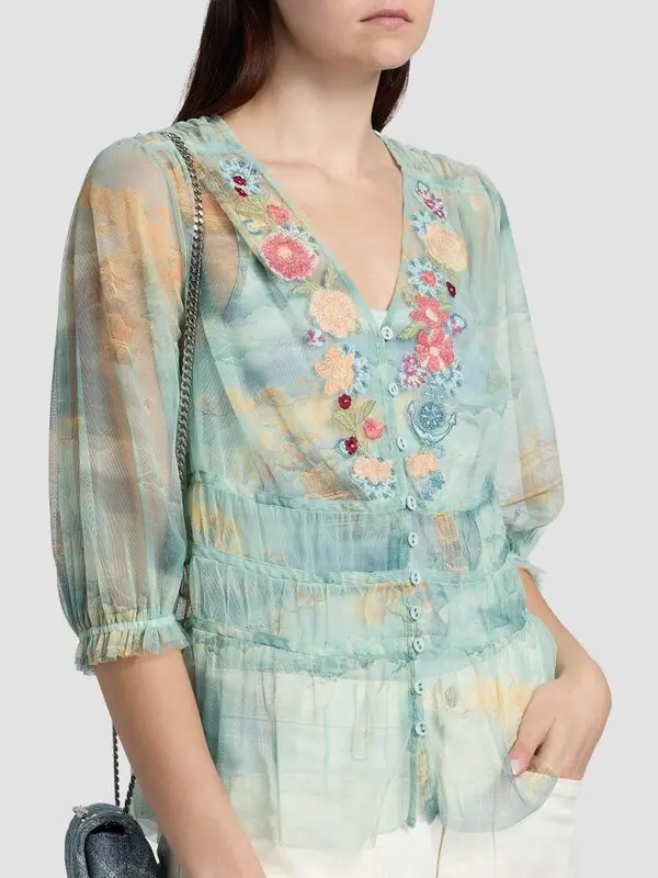 Johnny Was Mazzy Ruched Blouse
