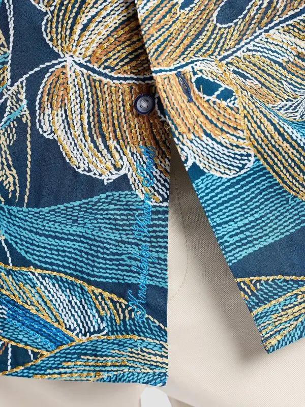 Robert Graham Chorro Embroidered Leaf Print Shirt