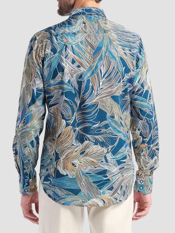 Robert Graham Chorro Embroidered Leaf Print Shirt