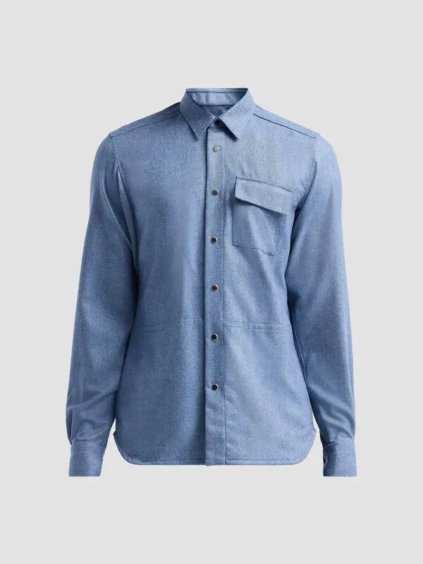 Kiton Buba Virgin Wool & Cashmere Snap-front Shirt