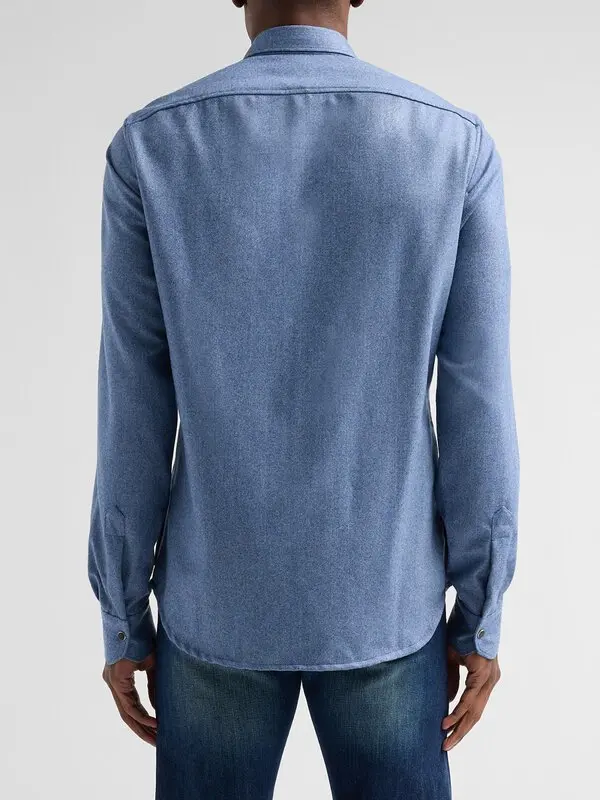 Kiton Buba Virgin Wool & Cashmere Snap-front Shirt
