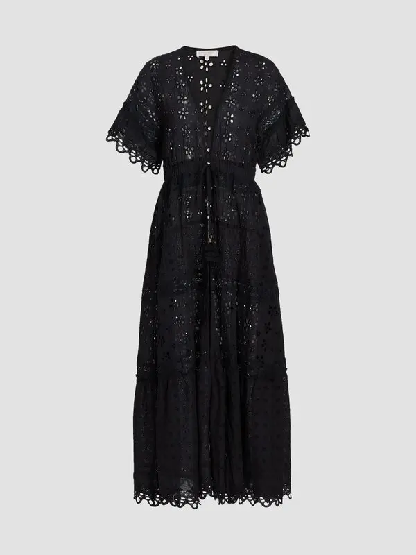 Ramy Brook Janis Eyelet Cotton Cover-up Maxi Dress - Black