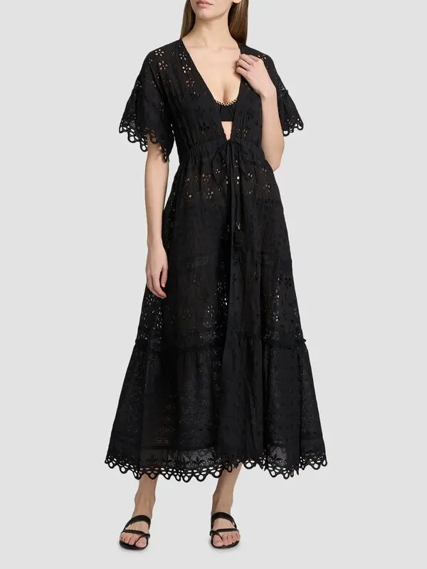 Ramy Brook Janis Eyelet Cotton Cover-up Maxi Dress - Black
