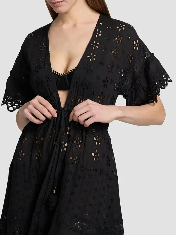 Ramy Brook Janis Eyelet Cotton Cover-up Maxi Dress - Black