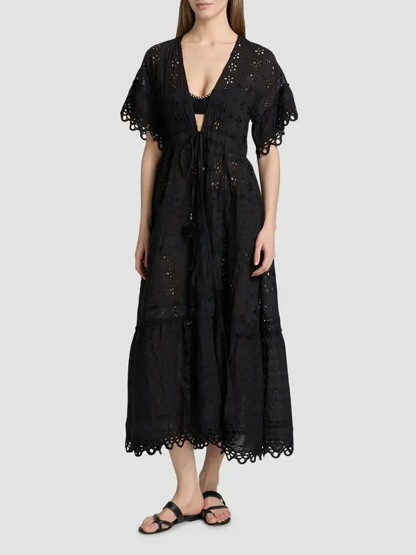 Ramy Brook Janis Eyelet Cotton Cover-up Maxi Dress - Black
