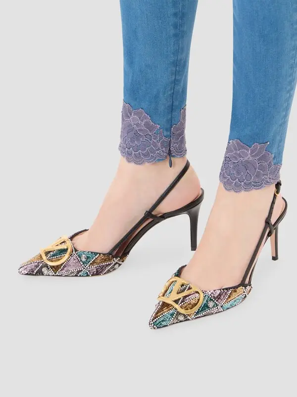 Valentino Garavani Vlogo Signature Slingback Pumps With Embroidery 80mm
